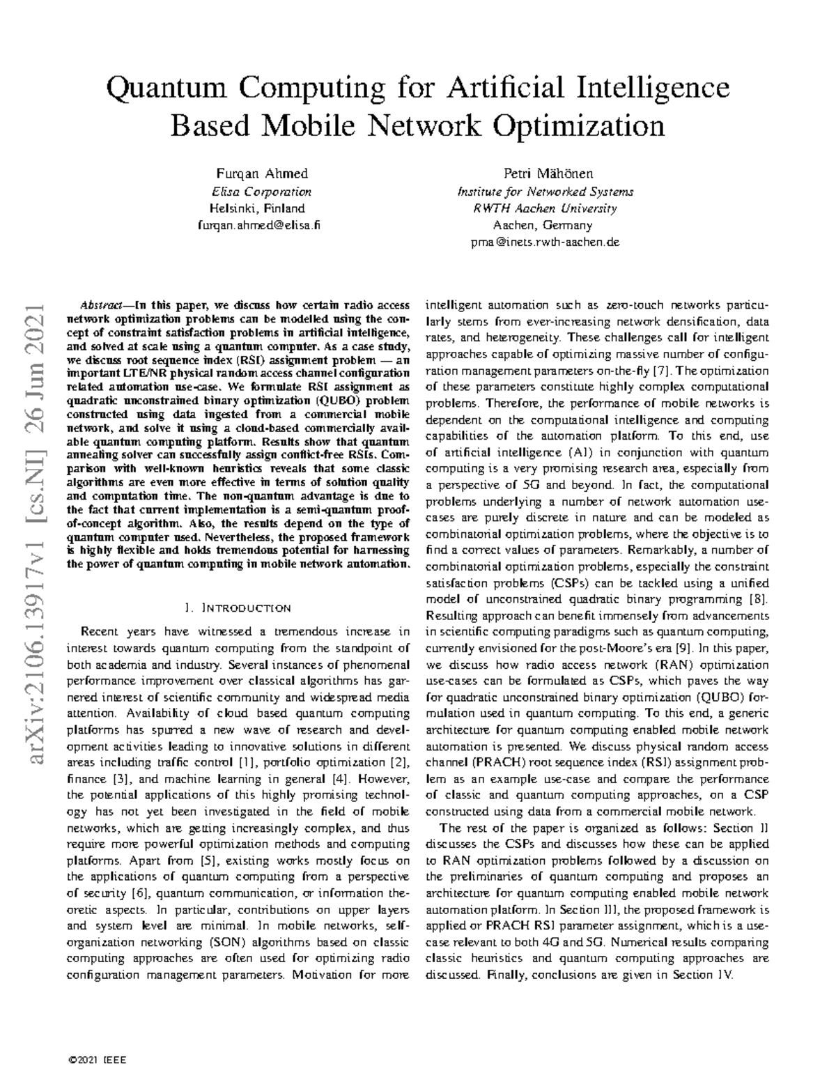 Quantum Computing for Artificial Intelligence Base - rwth-aachen ©2021 IEEE Abstract—In this ...