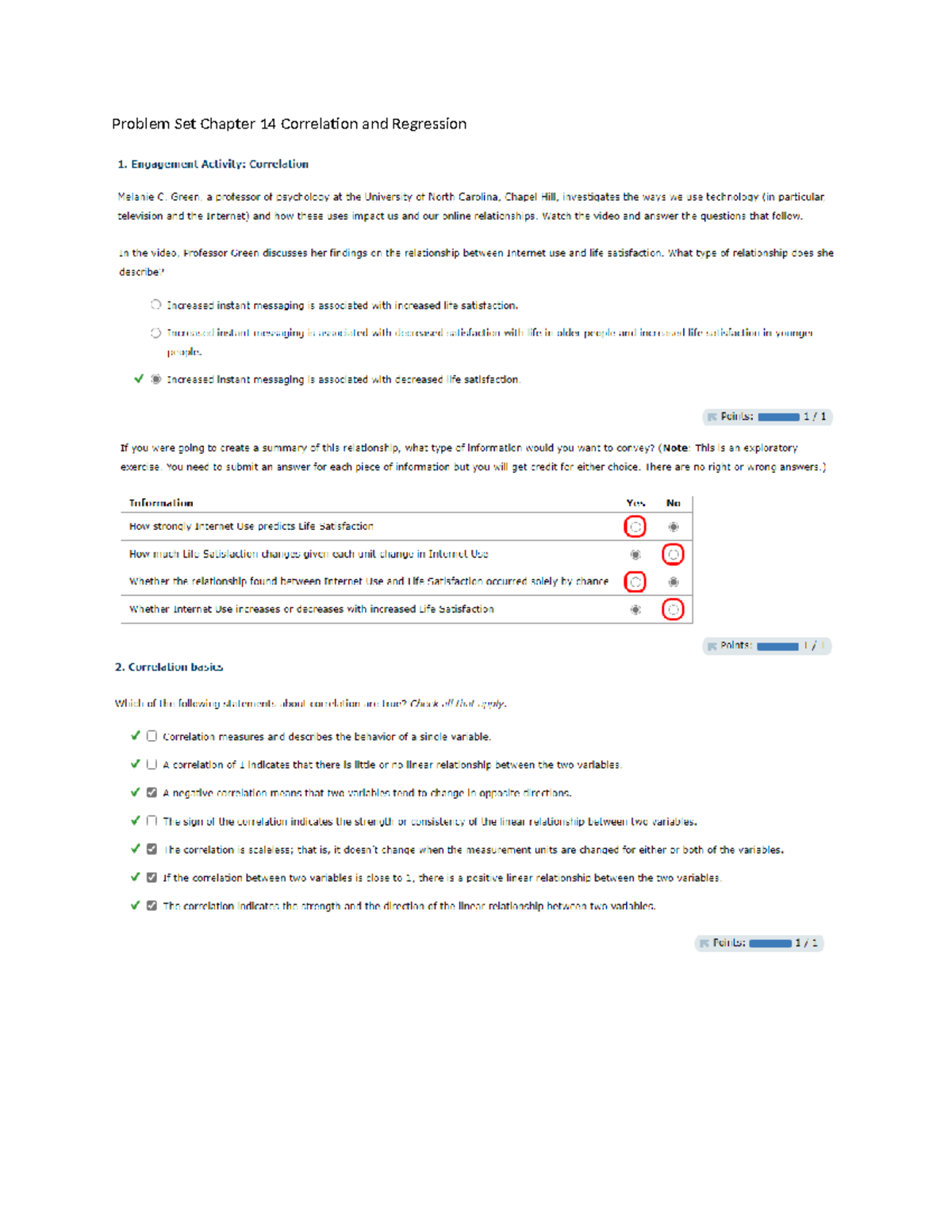 Problem Set Ch 14: Correlation & Regression Analysis - Studocu