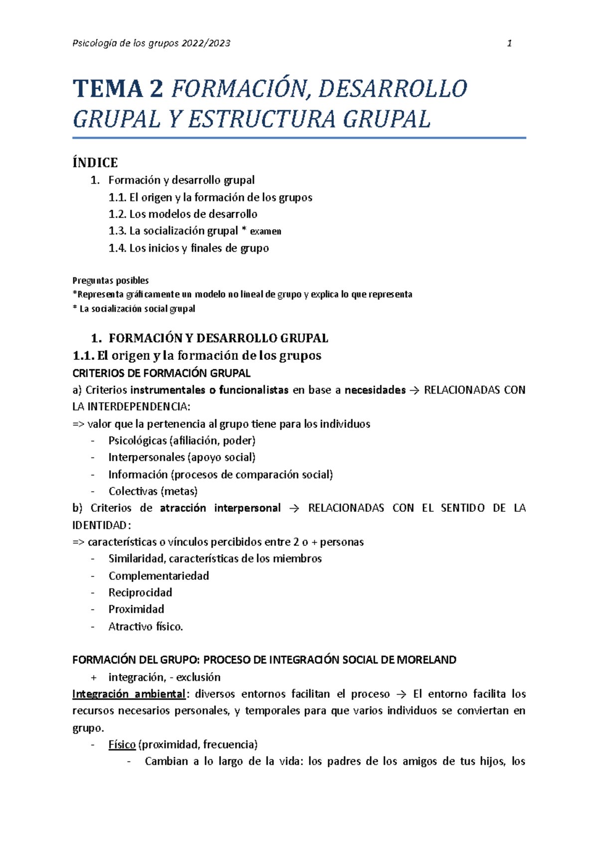 TEMA 2: Formación y Desarrollo Grupal en Estructura Social - Studocu
