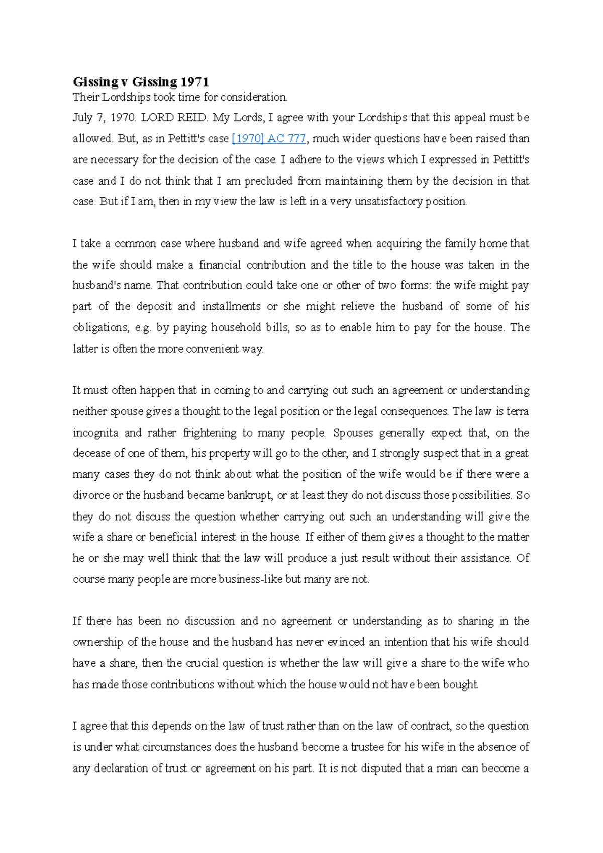 Gissing v Gissing 1971 - nice stuff - Gissing v Gissing 1971 Their ...