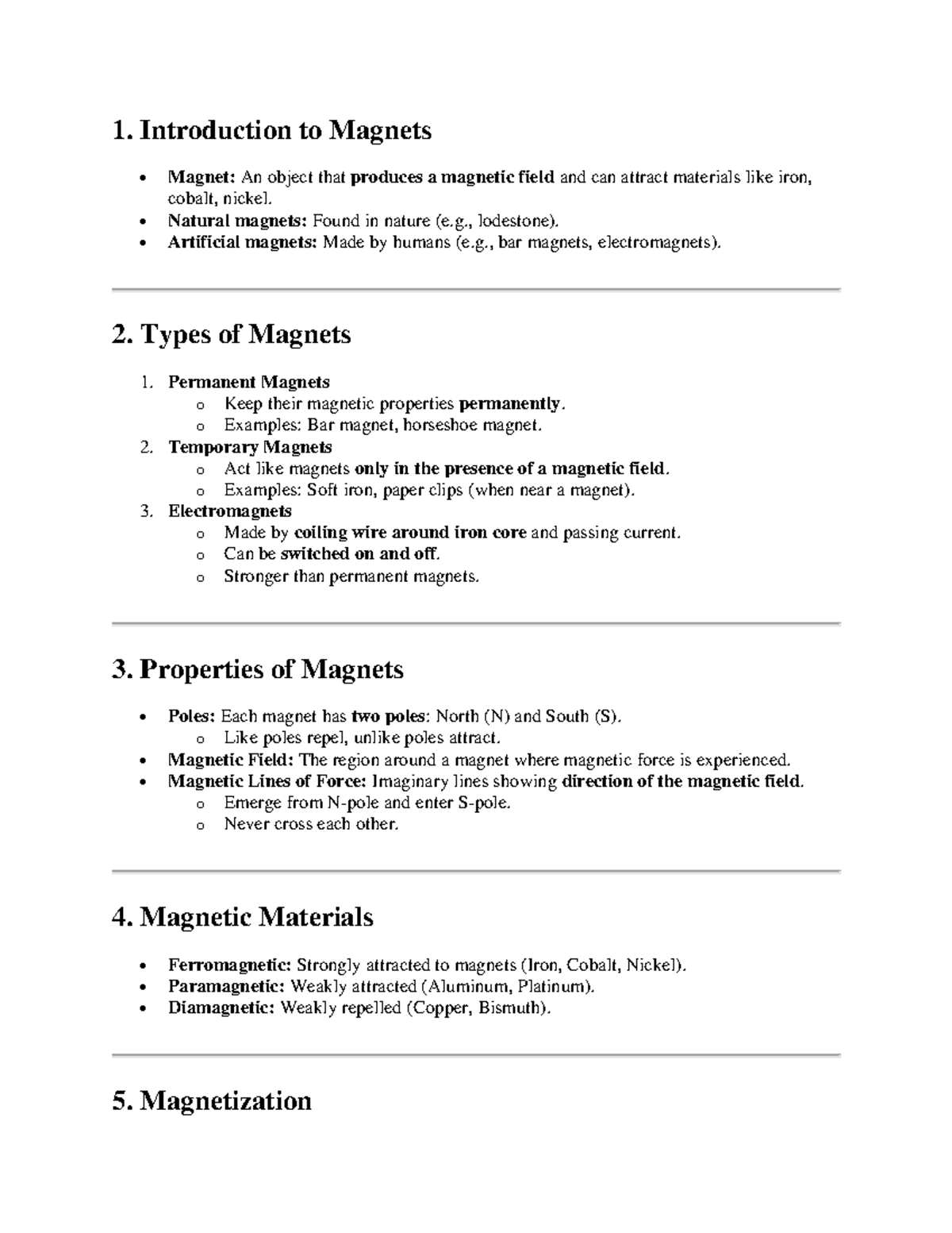 Introduction to Magnets: Types, Properties, and Materials - Studocu