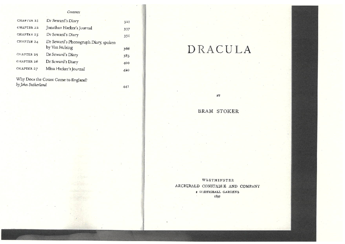 Dracula Text Analysis: Chapters 21-27 (Wintersemester) - Studocu