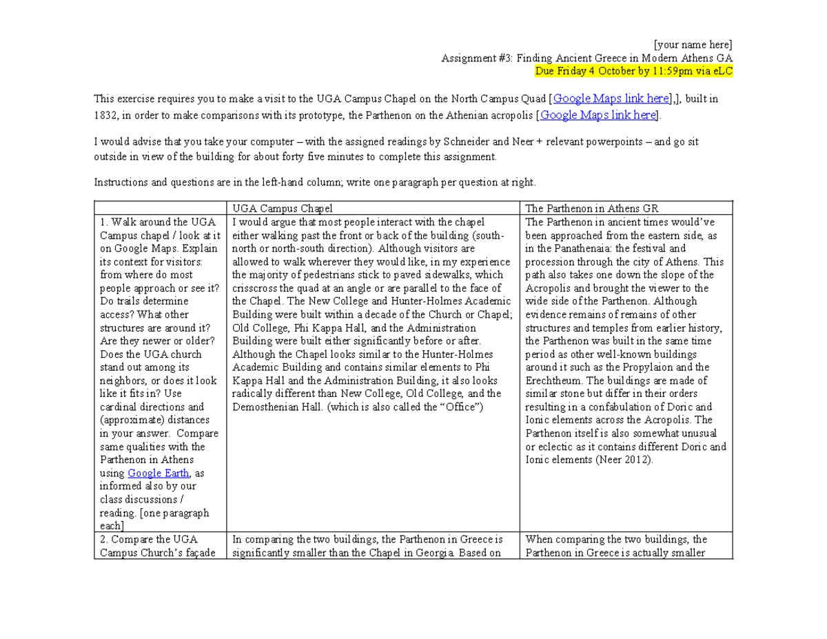 CLAS3015 Assignment #3: Comparative Study of Modern Athens and Greece ...