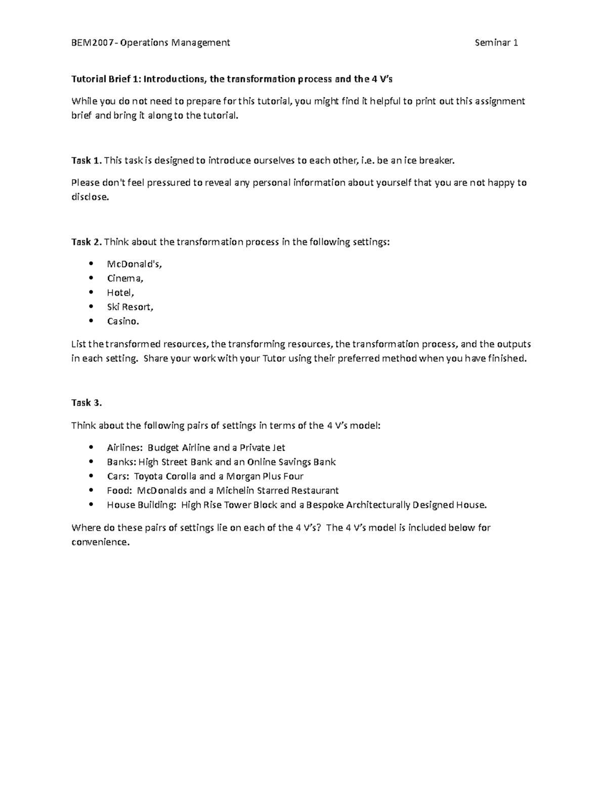 Activity 2-Operations Management Tutorial - Tutorial Brief 1 ...