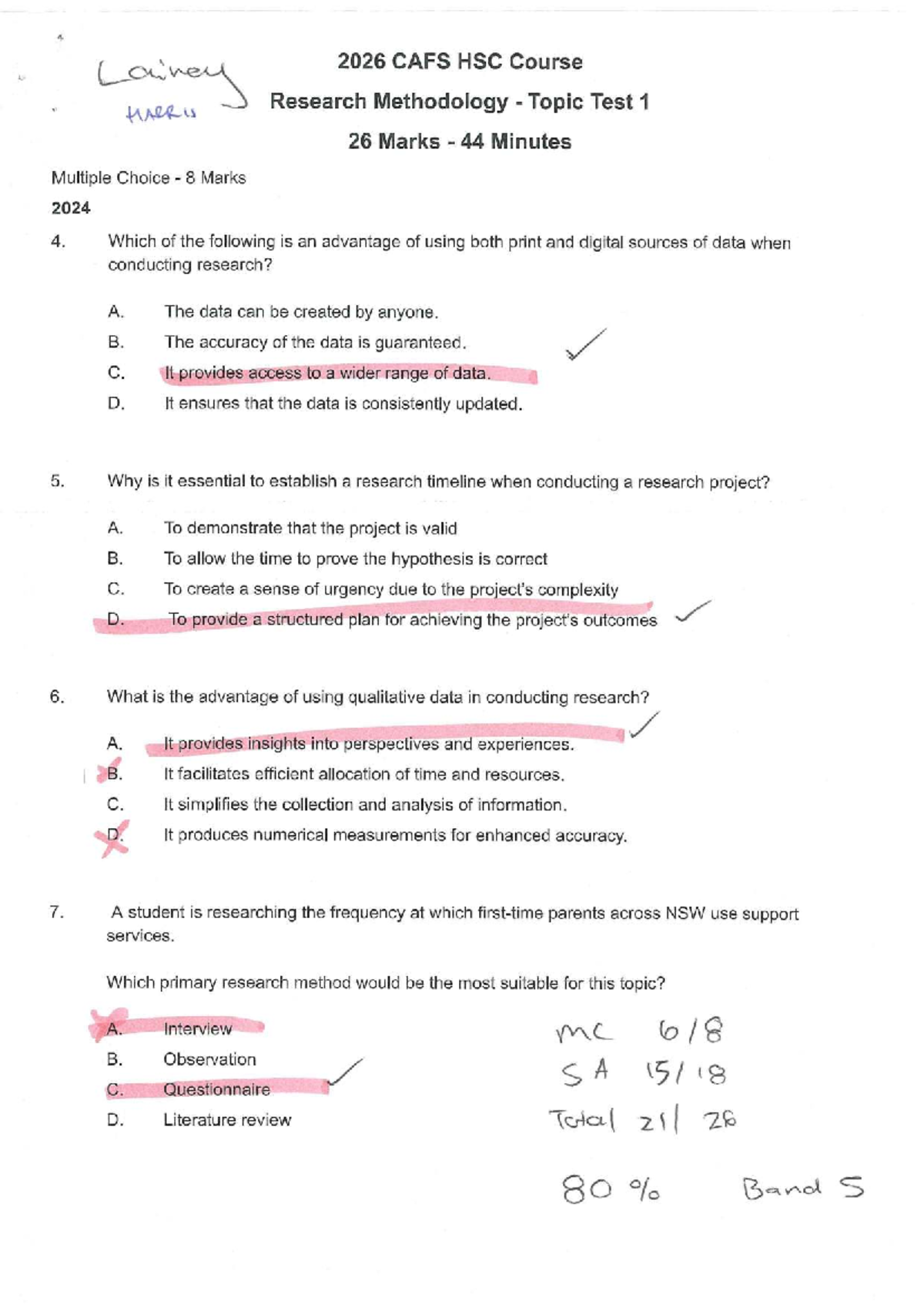 2026 CAFS HSC Research Methodology Topic Test 1 & 2 Notes - Studocu