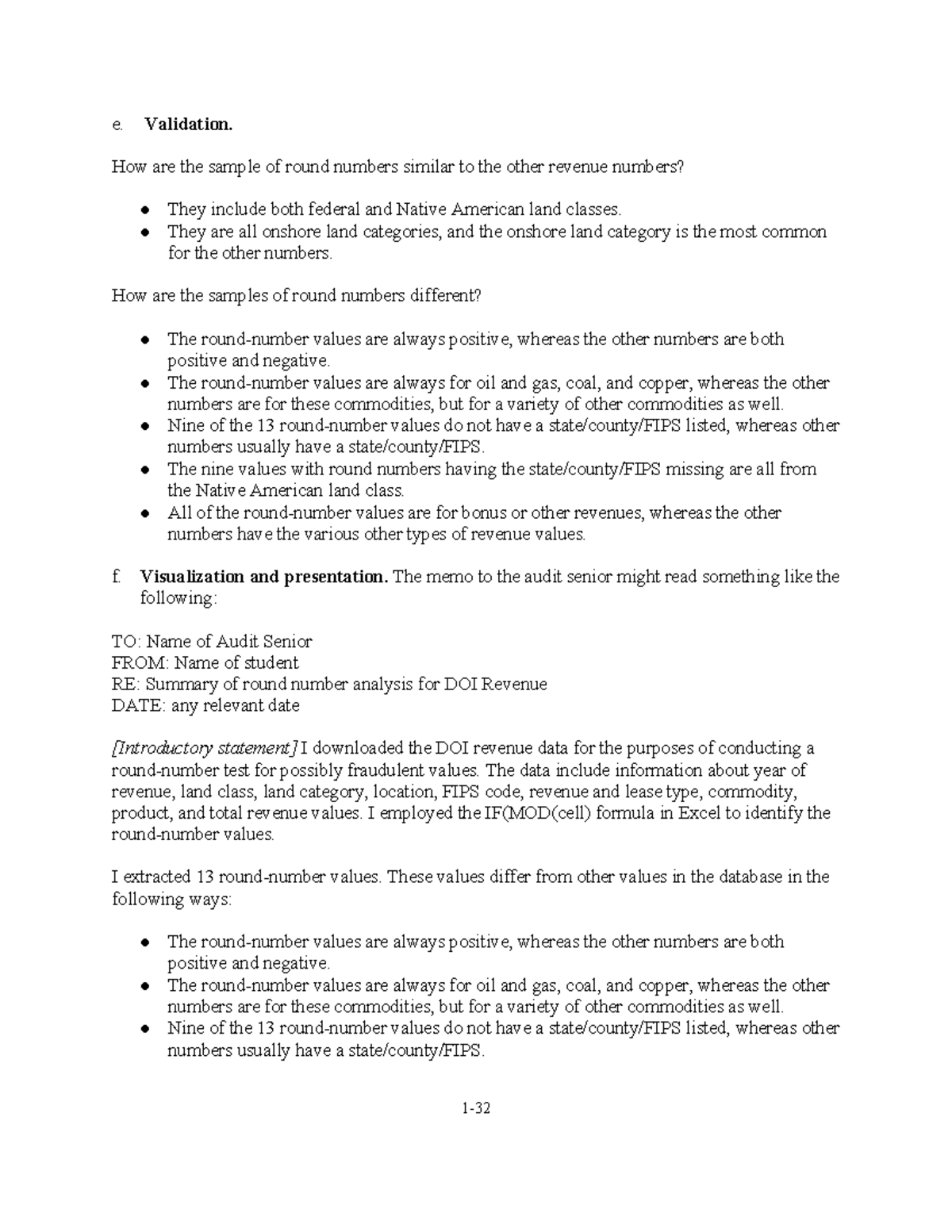 Auditing a Risk-Based Approach: Round Number Analysis for DOI Revenue ...