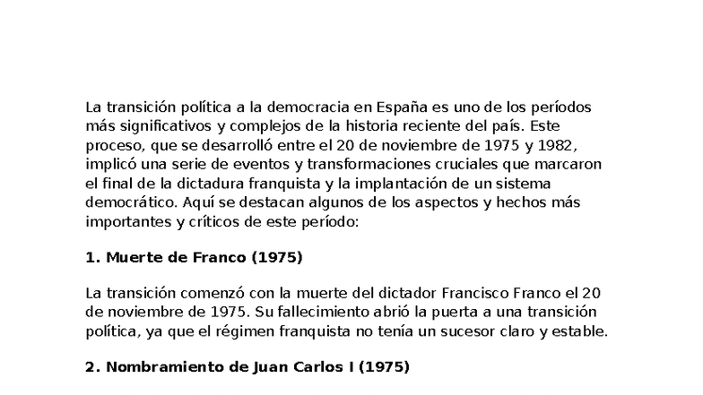 Transición Política a la Democracia en España: Un Análisis Histórico ...