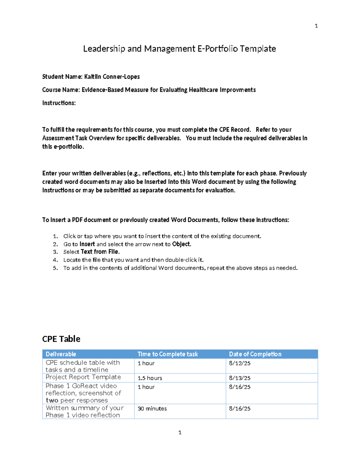 D159 Leadership & Management CPE Record for Healthcare Improvements ...