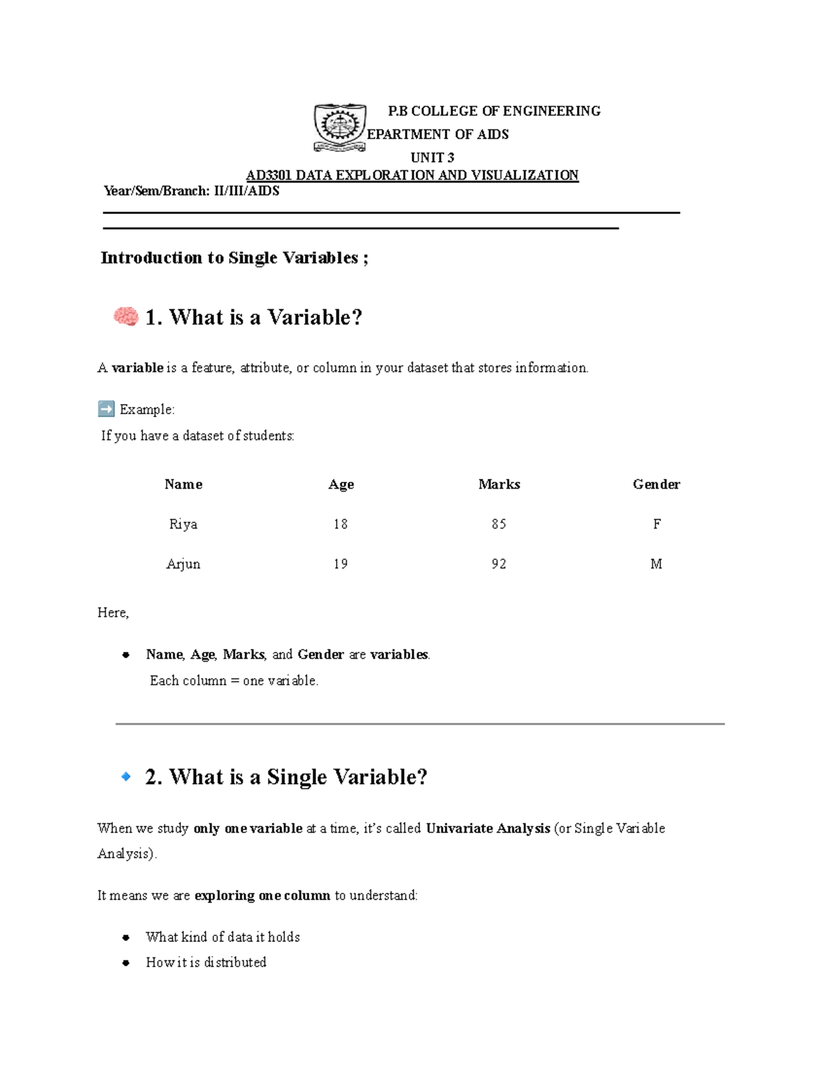 DEV AD3301 Unit 3 - Data Exploration & Visualization Notes - Studocu