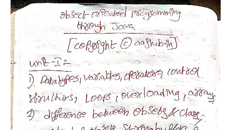OOP in Java: Important Questions for Unit 1 Exam - Studocu