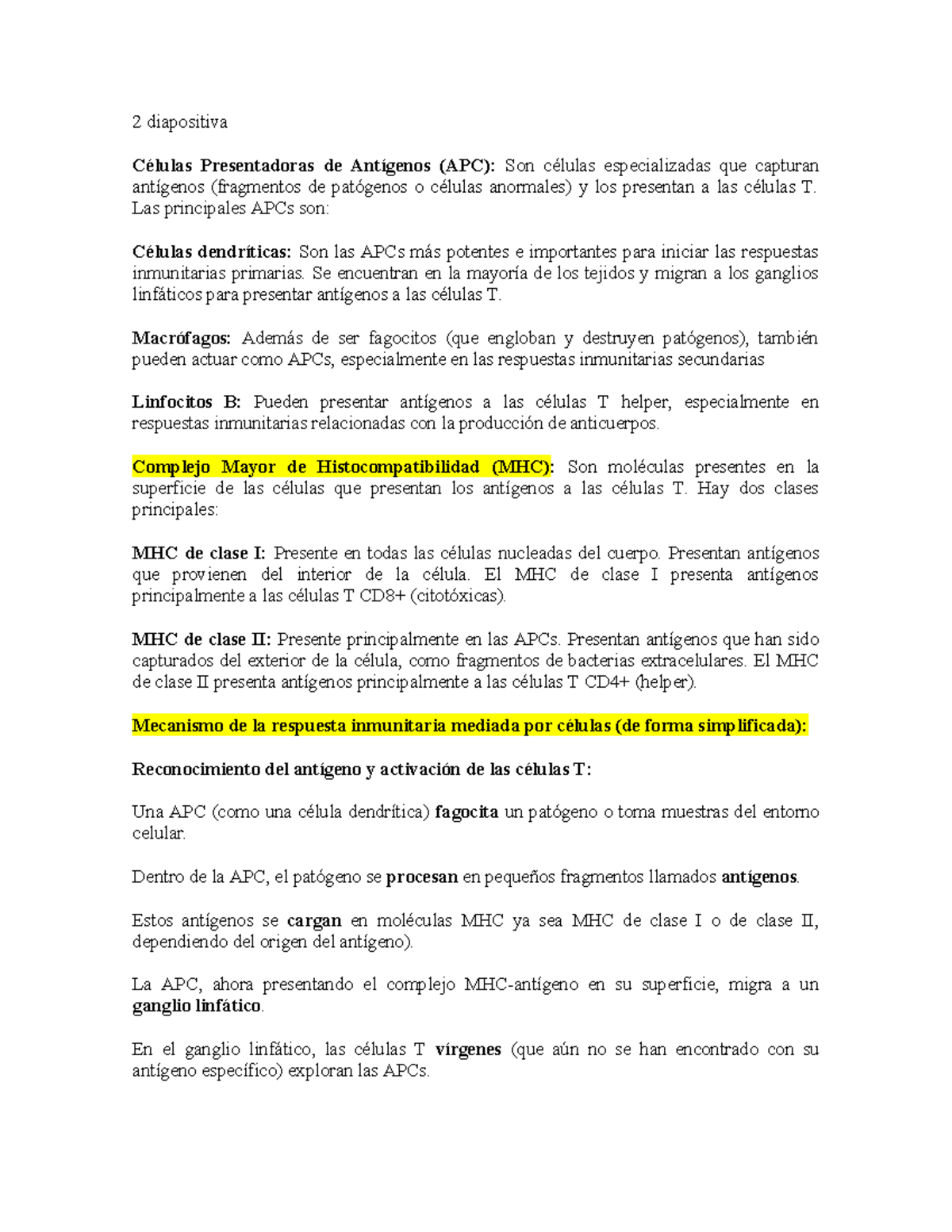 RH Y Respuesta DE Celulas - 2 diapositiva Células Presentadoras de ...