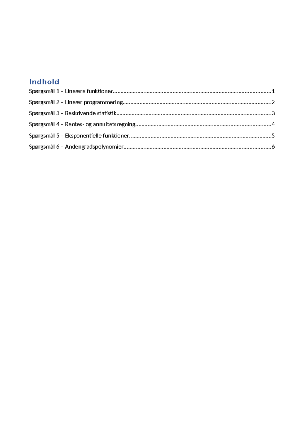 Matematik Mundtlig Eksamen: Lineære Funktioner, Statistik ...
