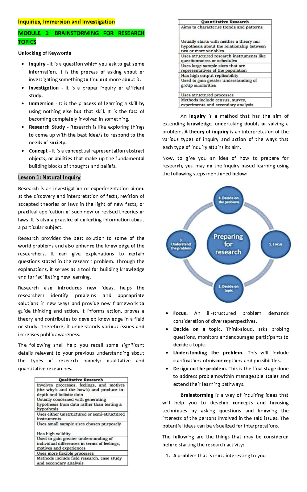 Research Methods and Topic Development: Module 1 Overview - Studocu