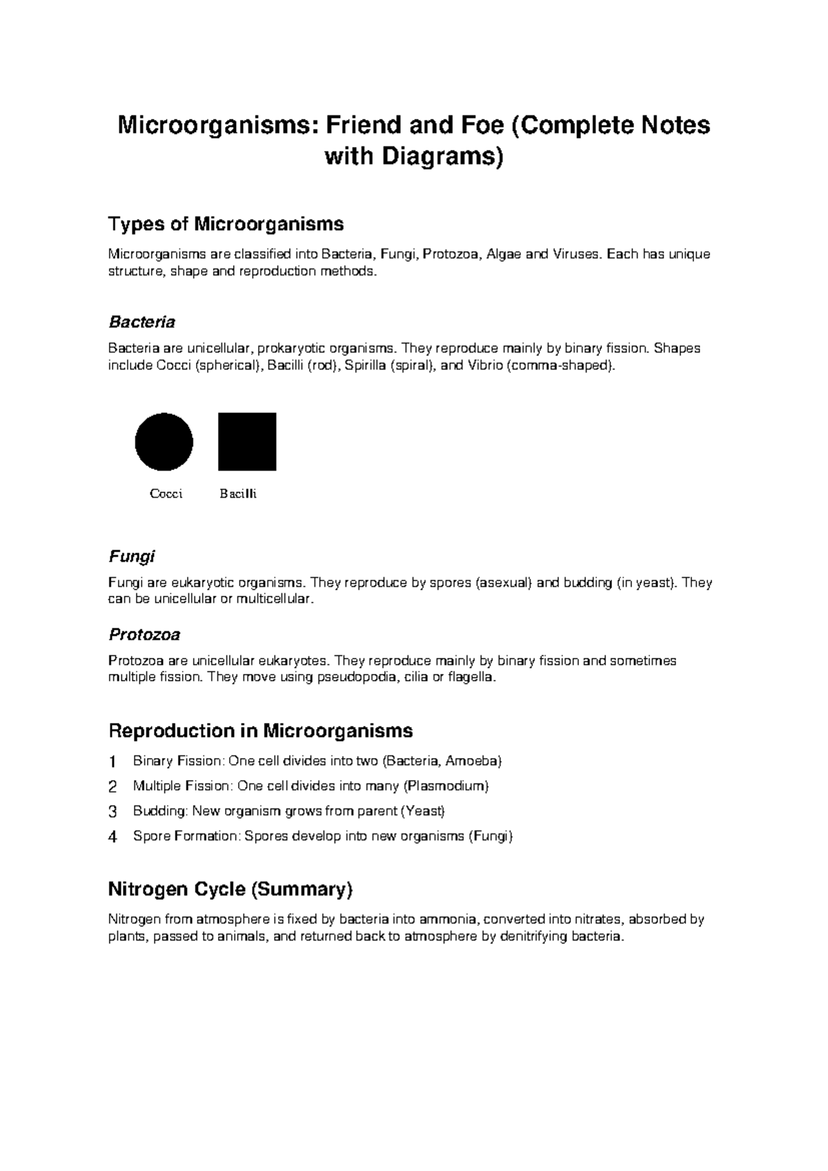 Microorganisms: Friend and Foe - Complete Notes & Diagrams - Studocu