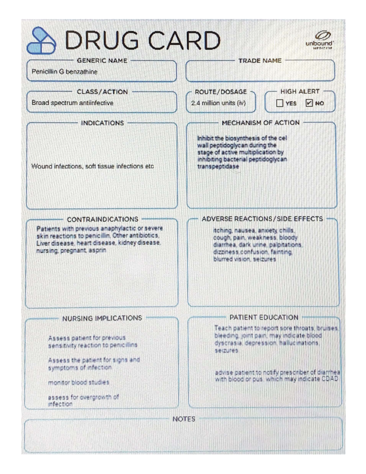 DRUG CARD: Penicillin G & Human Microbiome Insights - Studocu