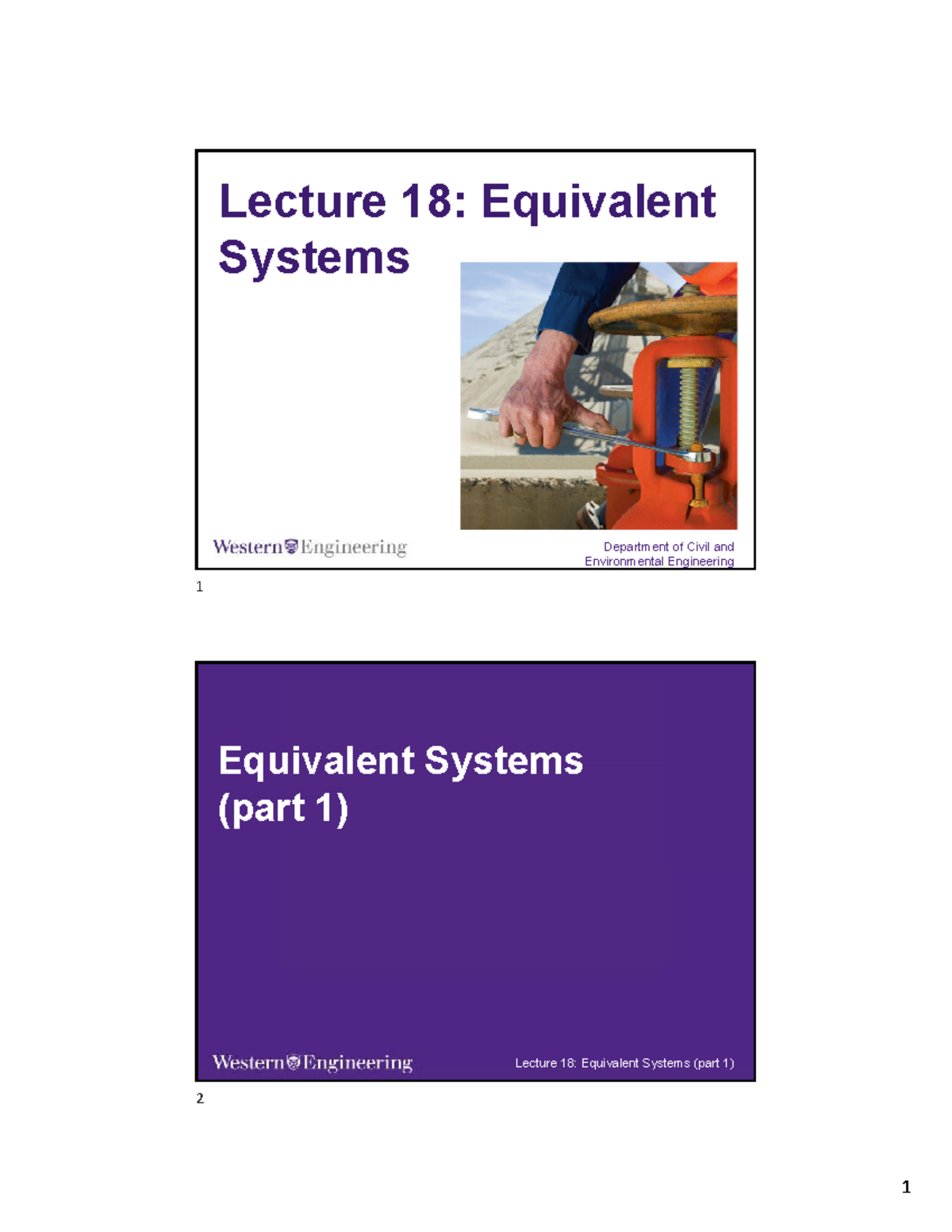 ES1022y Lecture 18: Equivalent Systems Overview and Examples - Studocu