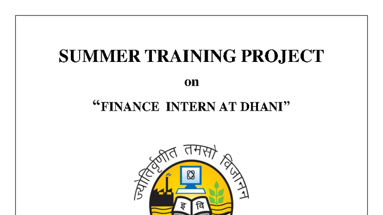 MBA (FA) Summer Training Project Report by Abhishek Vats - Studocu