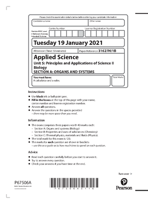BTEC Level 3 Applied Science Unit 2- Practical Scientific Procedures ...