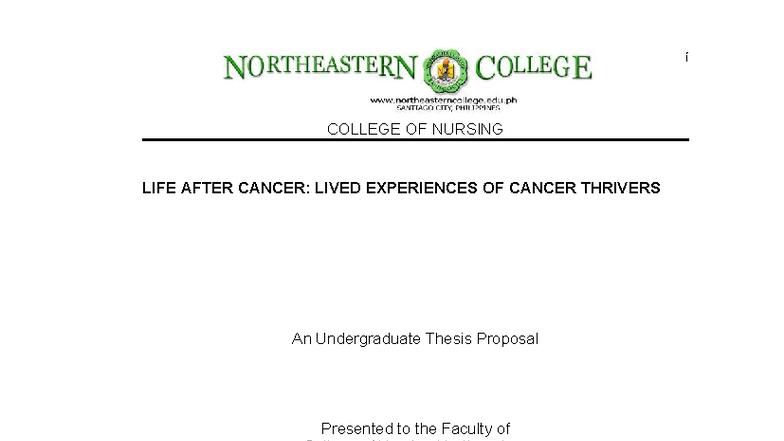 NURS 101: Lived Experiences of Cancer Thrivers - An Undergraduate ...