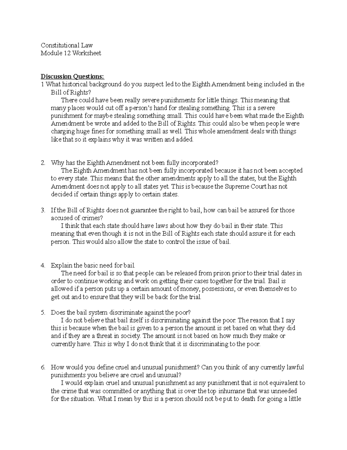 Module 12 Worksheet - Constitutional Law Module 12 Worksheet Discussion ...
