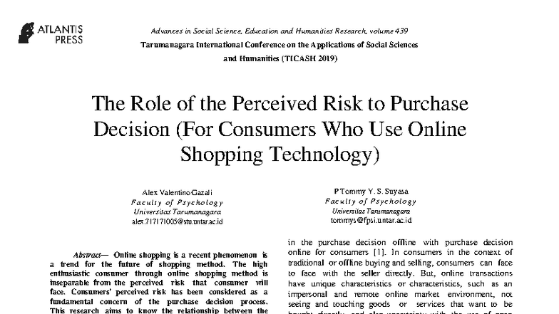 The Role of Perceived Risk in Online Shopping Decisions (TICASH 2019 ...