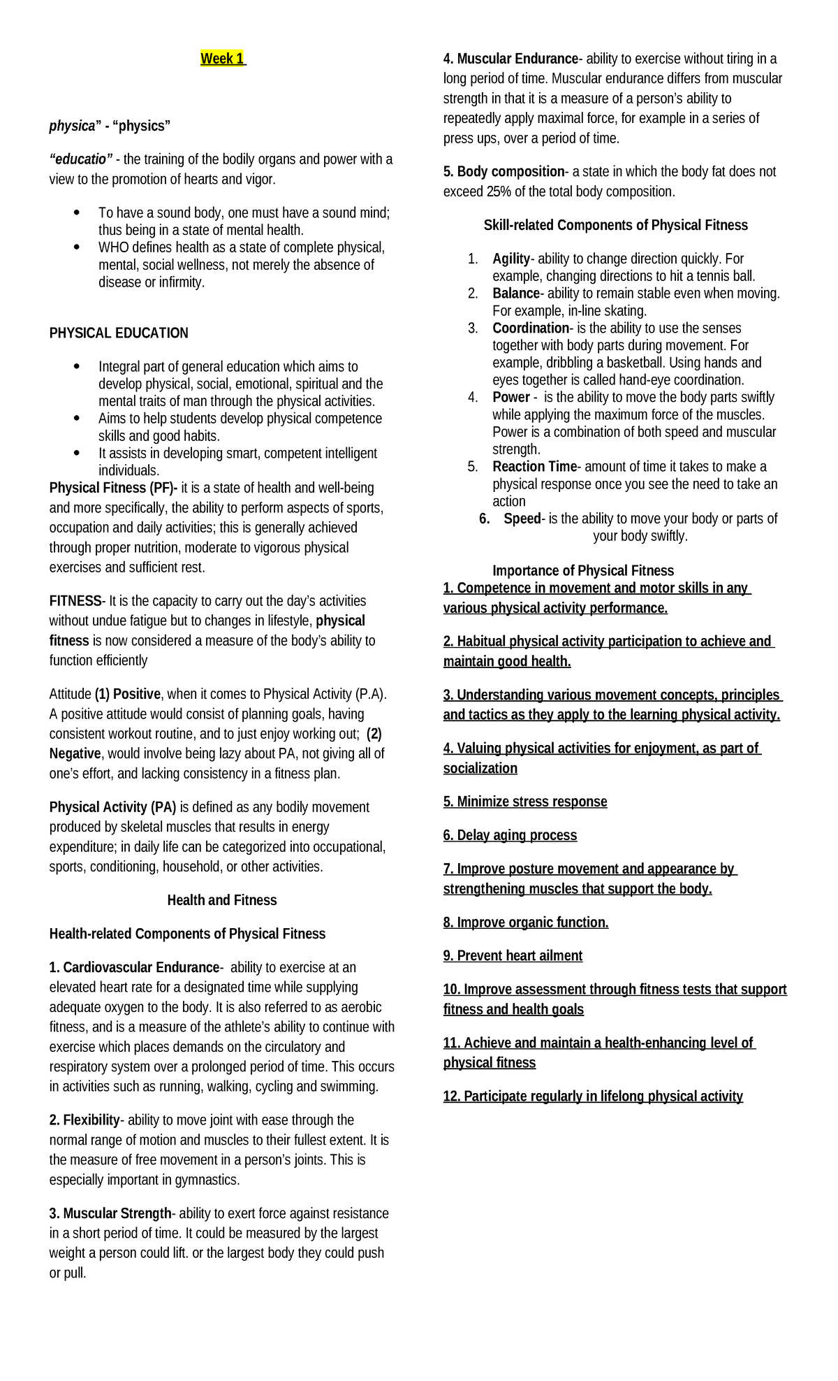 PE 101 Midterm Reviewer: Understanding Physical Fitness and Dance - Studocu