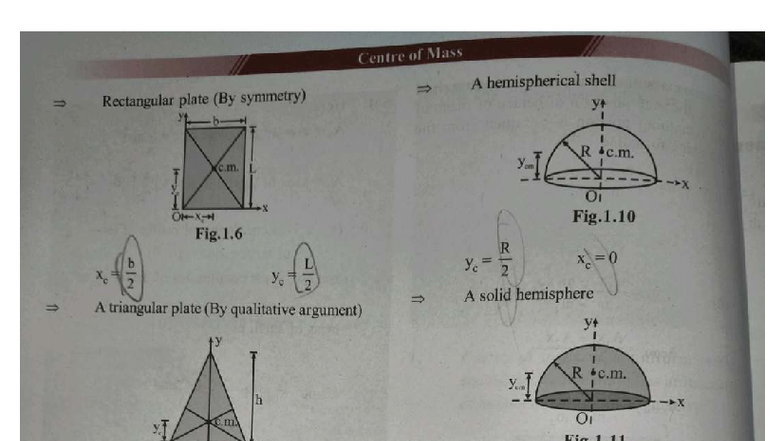 Centre of Mass: Hemispherical Shell & Other Shapes (Physics) - Studocu
