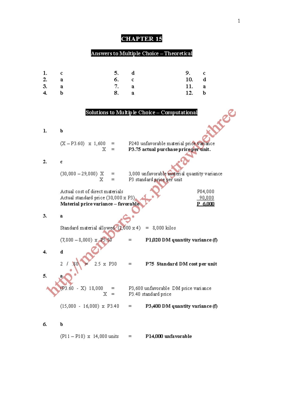 Cost Accounting 2018: Chapter 15 Answer Key & Solutions Guide - Studocu