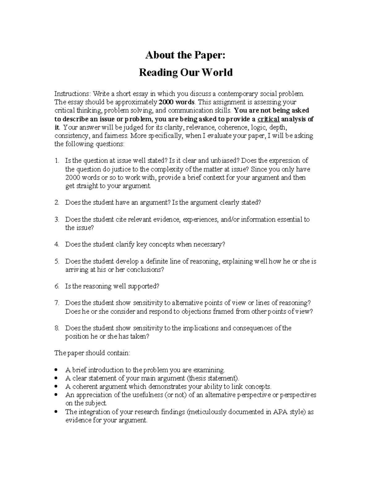 ENG 101: Essay Instructions on Analyzing Contemporary Social Issues ...