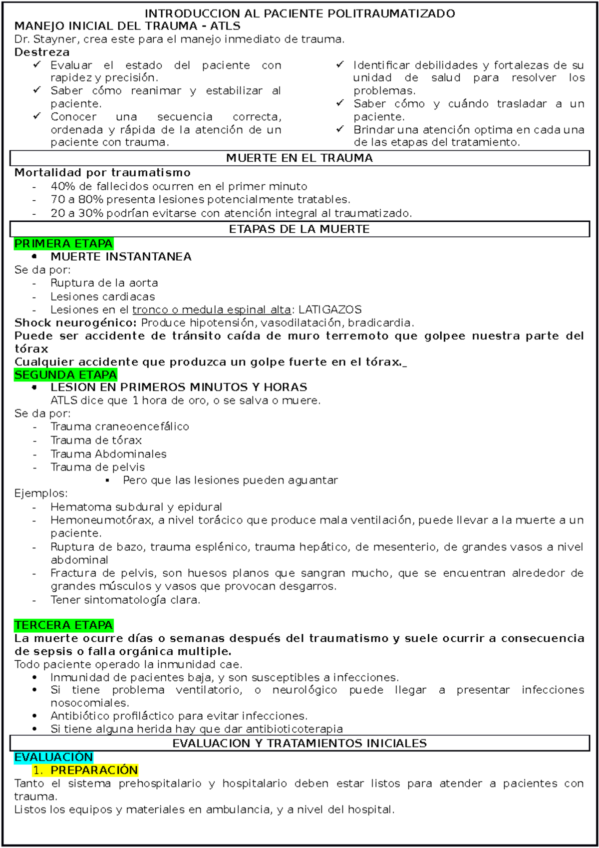 ATLS Manejo Inicial del Paciente Politraumatizado: ABCDE y Tratamiento ...