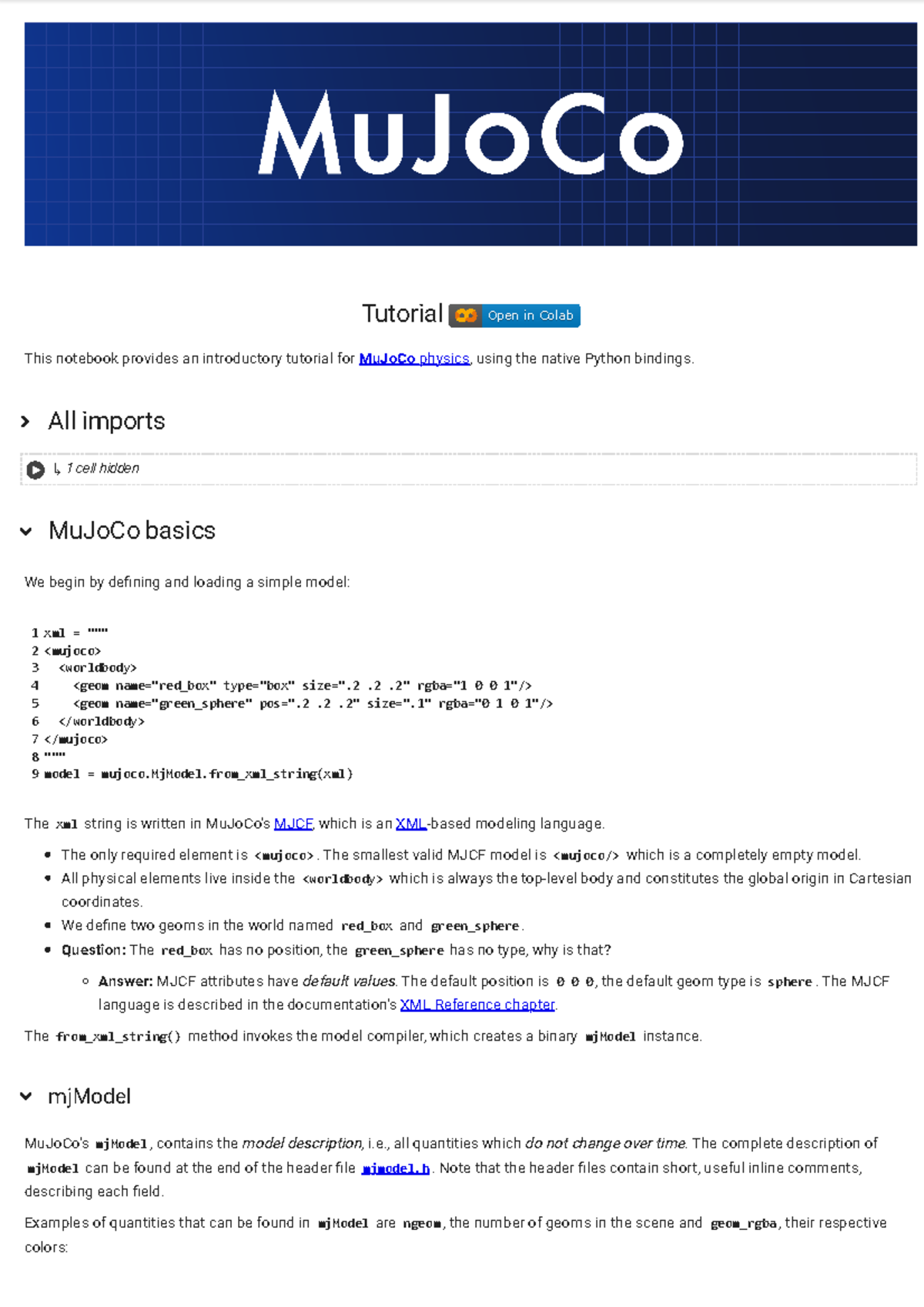 Mjco - tutorial to learn physics simulation engine - Tutorial OOppeenn ...