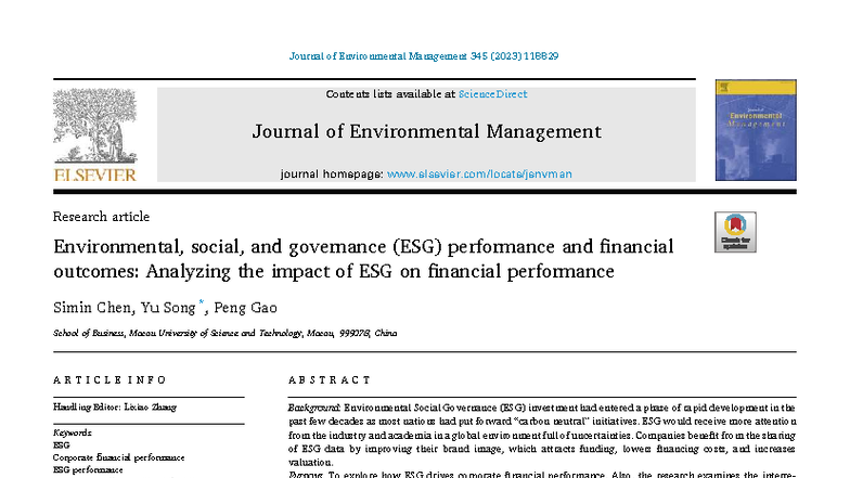 ESG Performance and Financial Outcomes: Analyzing Corporate Impact ...