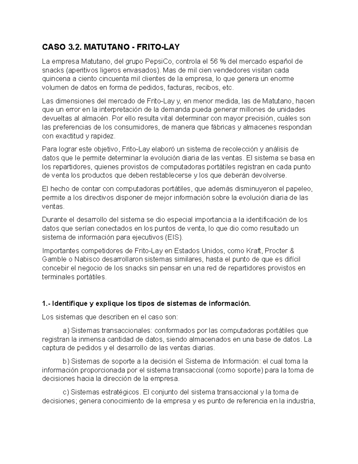 CASO 3.2 Frito-Lay - CASO 3.2 Frito-Lay - CASO 3. MATUTANO - FRITO-LAY ...