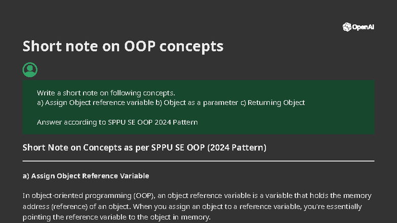 Short Note on OOP Concepts - SPPU SE OOP 2024 Pattern - Studocu