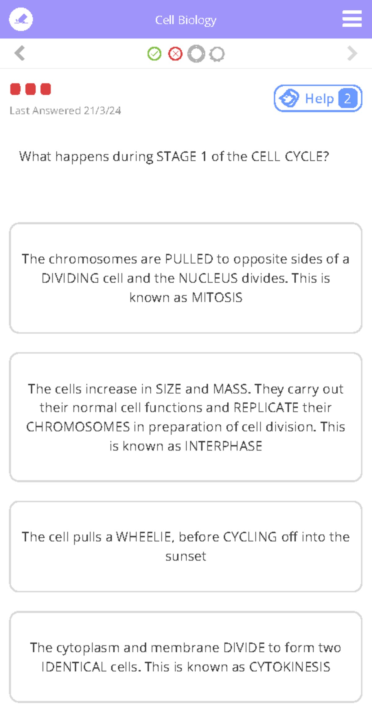 Cell Biology Quiz: Understanding Stage 1 of the Cell Cycle - Studocu