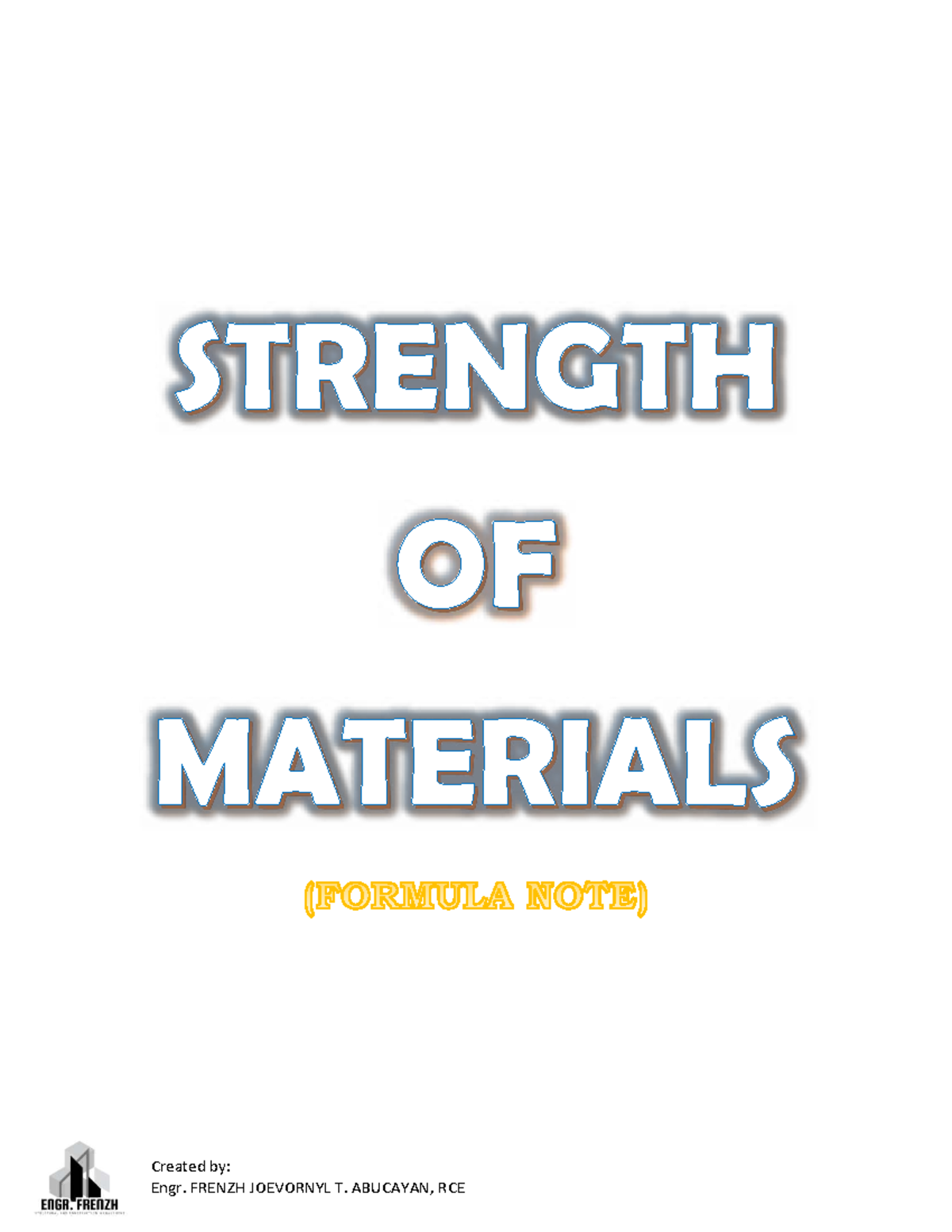 Strenght of Materials Formula Note - Created by: Created by: SIMPLE ...