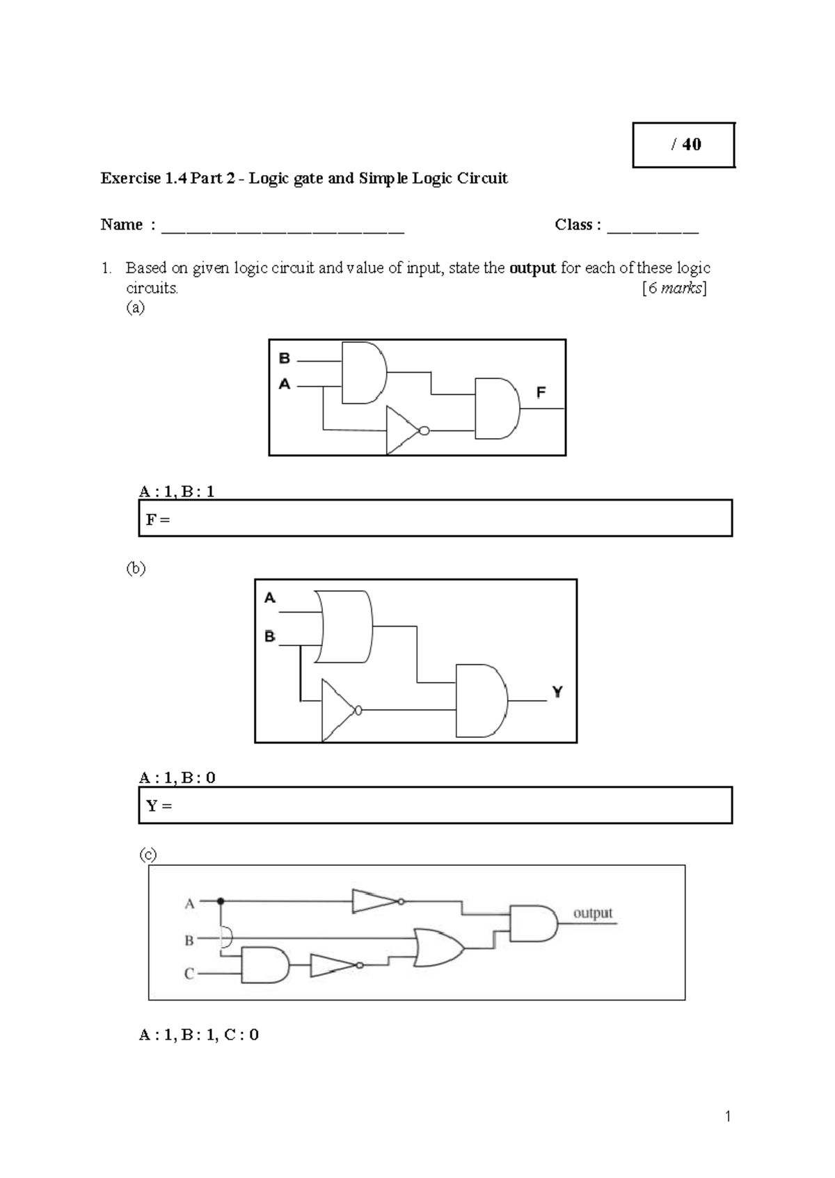 Exercise 1.4 - Logic Gates & Simple Circuit Analysis Guide - Studocu