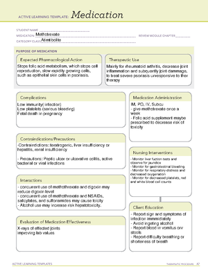 Methotrexate (Rheumatrex, Trexall) 2 - ACTIVE LEARNING TEMPLATES ...