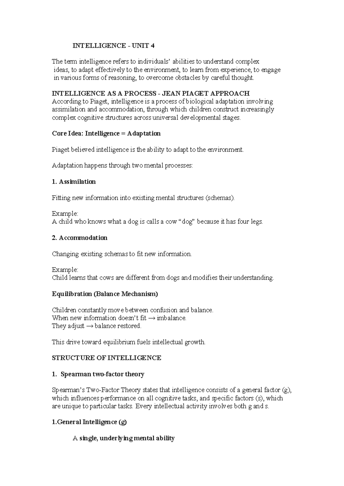 INTELLIGENCE UNIT 4: Understanding Piaget and Multiple Intelligences ...