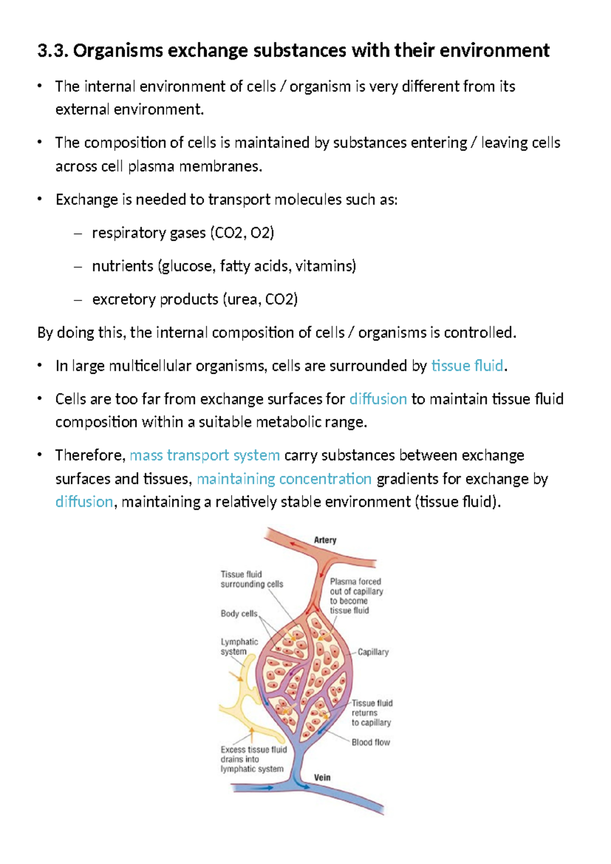 3.3.1&2 Gas Exchange notes - 3. Organisms exchange substances with ...