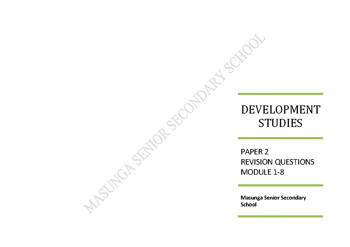 Bgcse Development Studies Past Exam Papers (Paper 2) - Studocu