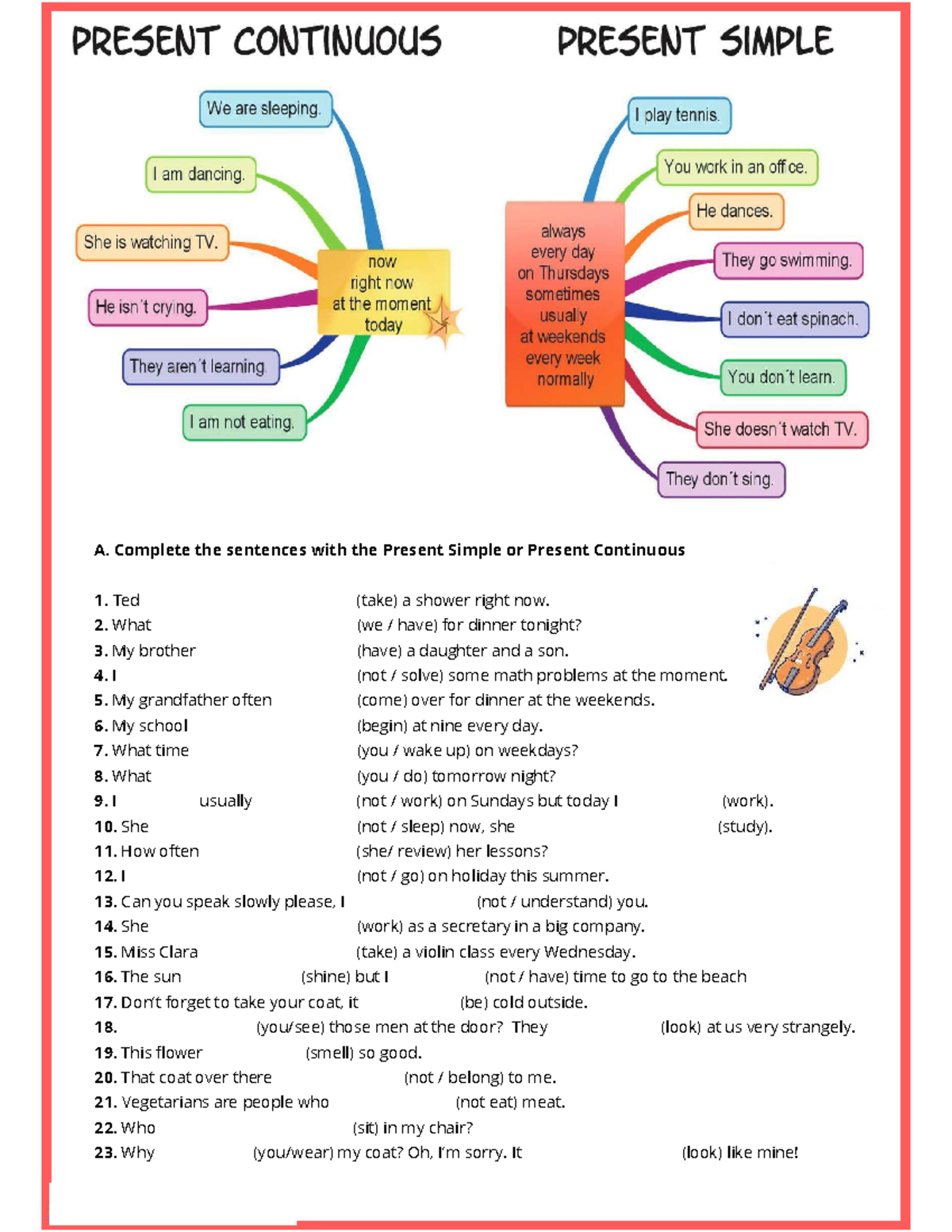 Present Simple vs Present Continuous: Exercises and Answers - Studocu