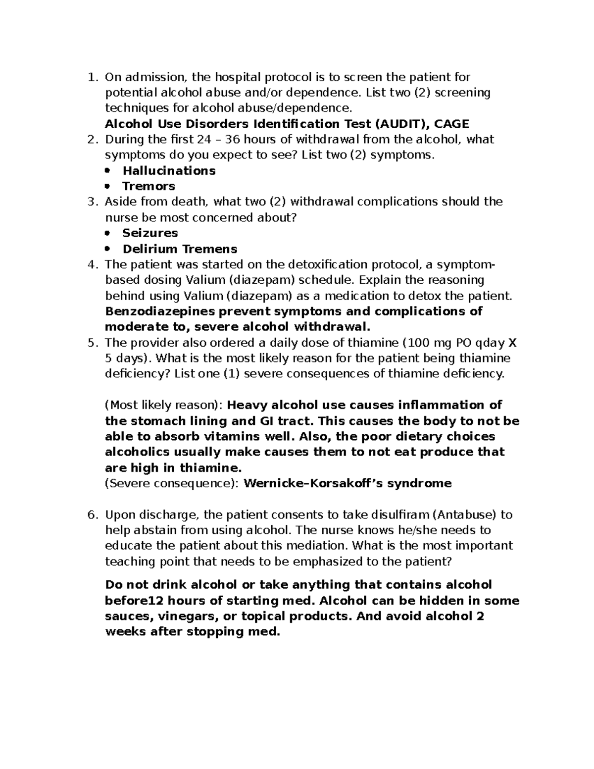 Alcohol Case Study: Screening, Withdrawal Symptoms, and Detox Protocol ...