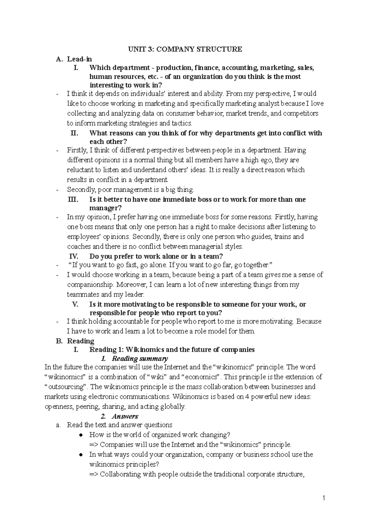 UNIT 3: Understanding Company Structure and Organizational Dynamics ...