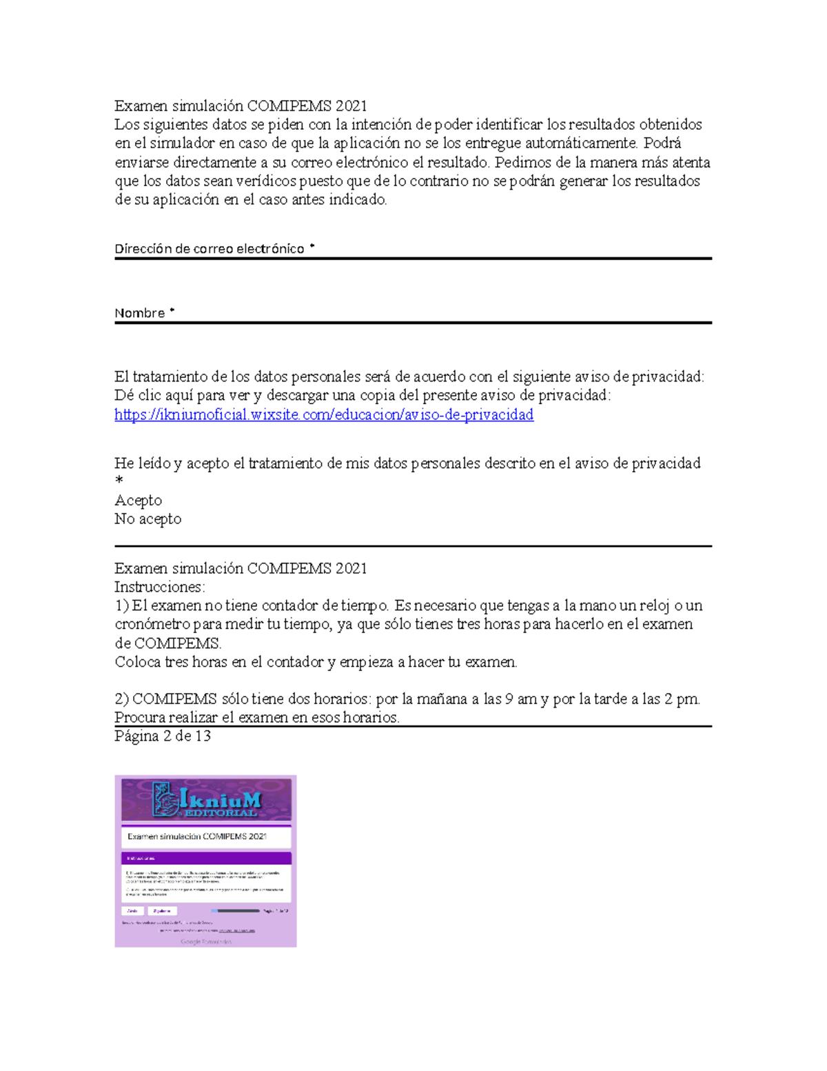 Examen simulación Comipems 2021 - Examen simulación COMIPEMS 2021 Los ...