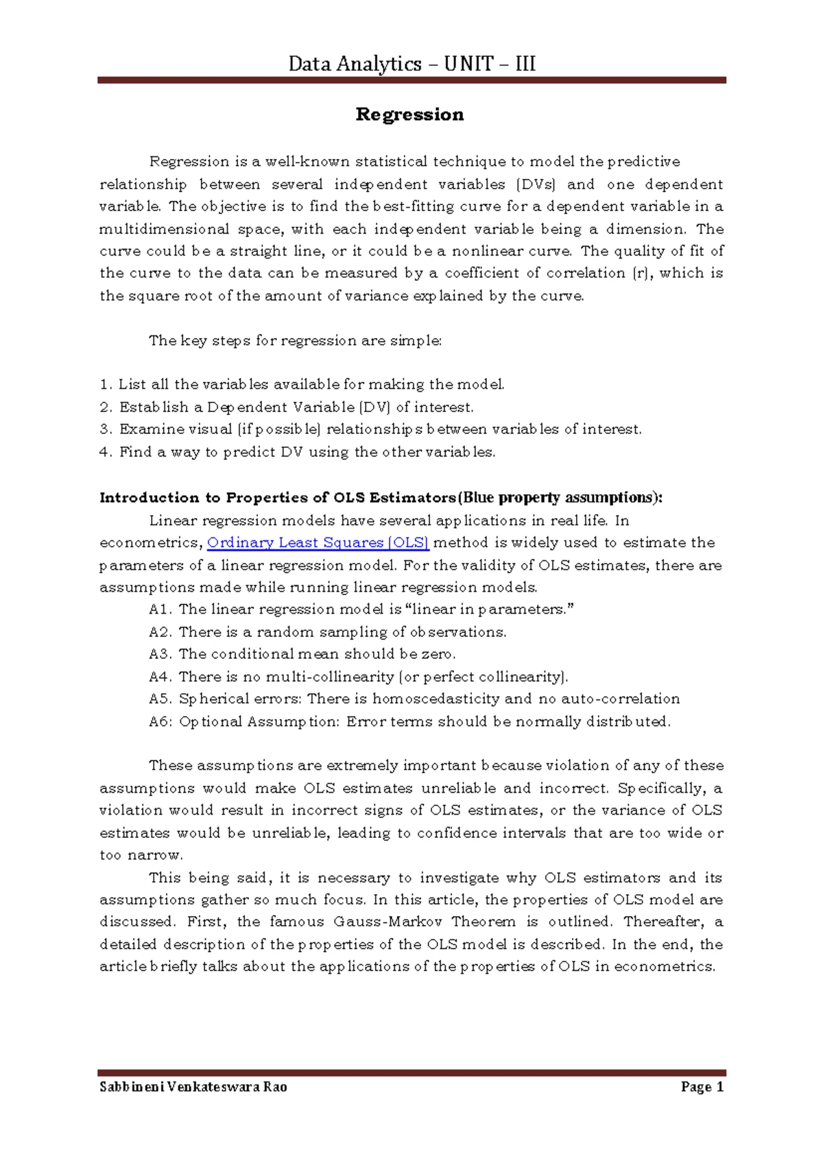 Da Unit 3 Data Analytics Notes 3rd Year Unit Blue Property