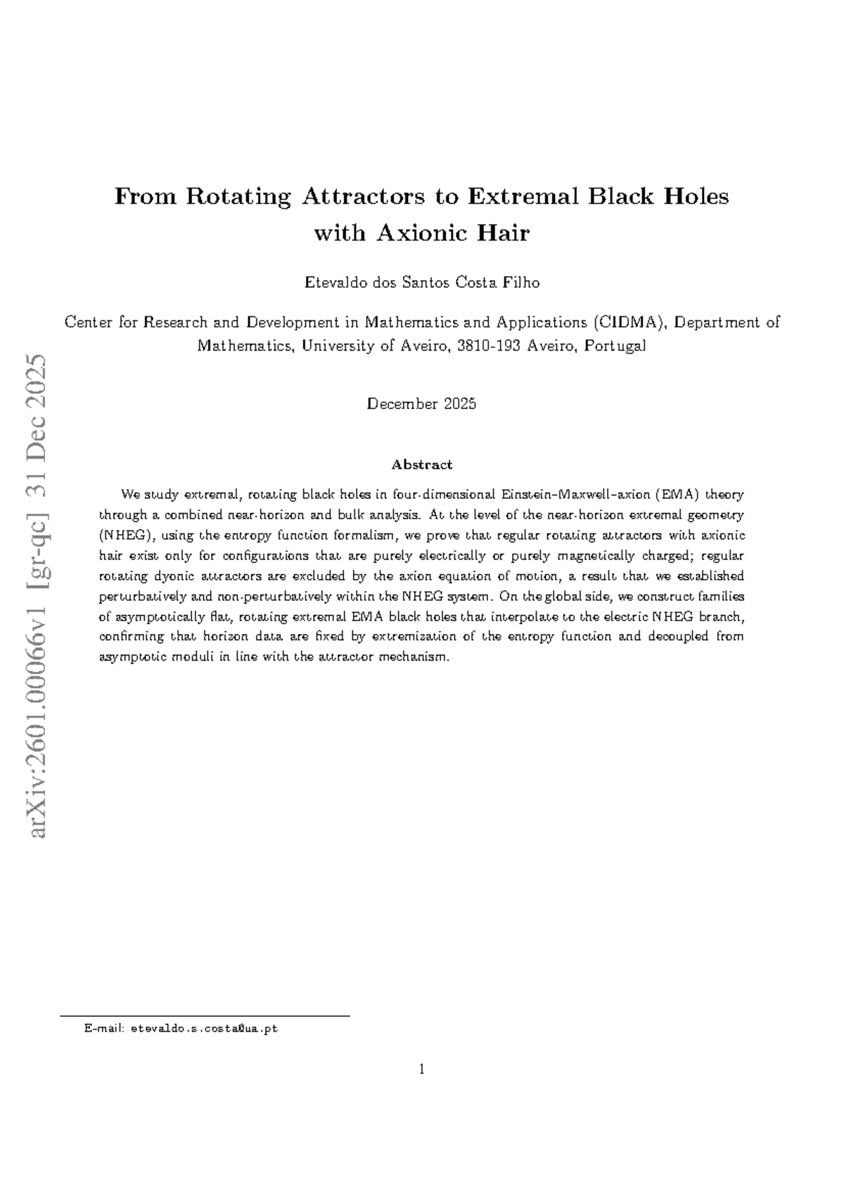 "EMA 2601: Study of Extremal Black Holes with Axionic Hair" - Studocu