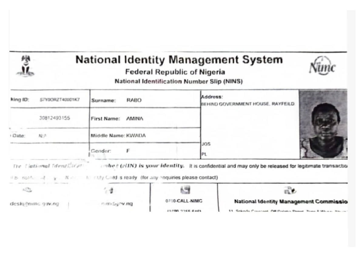 NIN Slip & ID Details for Anwule - Study Pack - Studocu