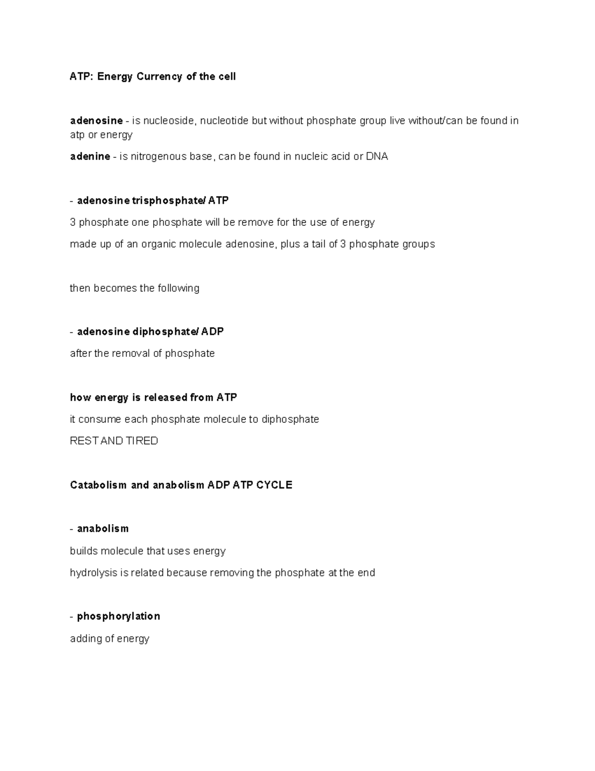 ATP: Energy Currency of the Cell - Cellular Respiration Overview - Studocu