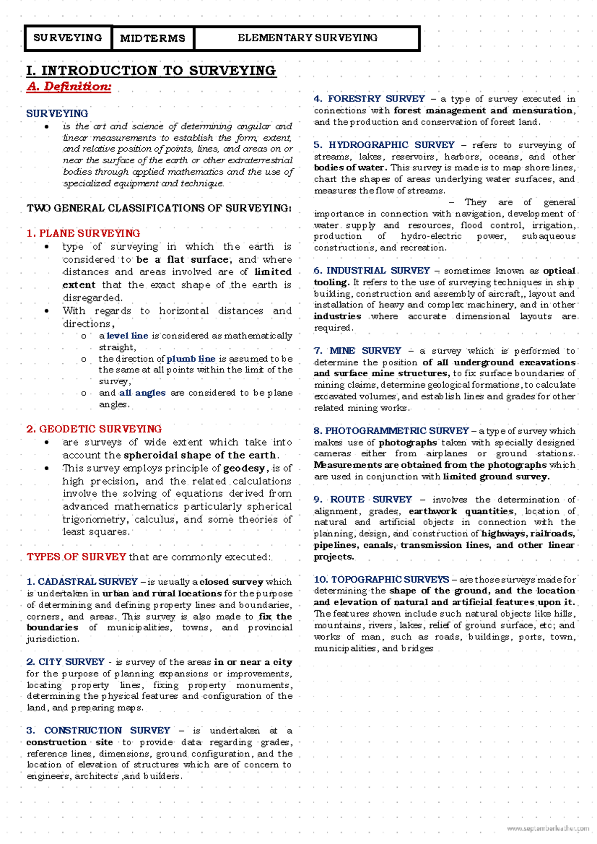 Surveying Notes Principles Only - SURVEYING MIDTERMS ELEMENTARY ...